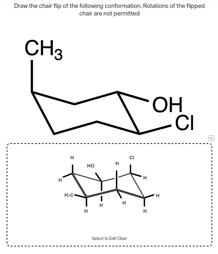 SOLVED: Draw the chair flip of the following conformation. Rotations of the flipped chair are ...