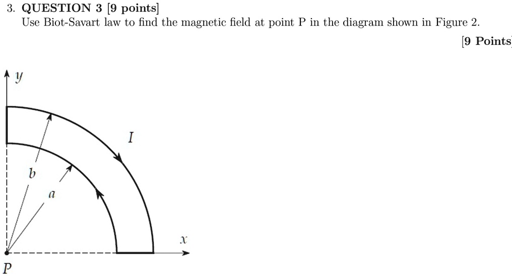 SOLVED: 3 QUESTION 3 [9 points] Use Biot-Savart law to find the ...