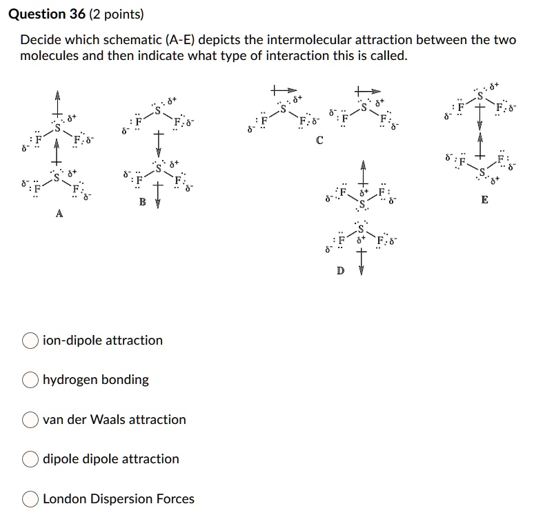 SOLVED: Question 36 (2 points) Decide which schematic (A-E) depicts the ...