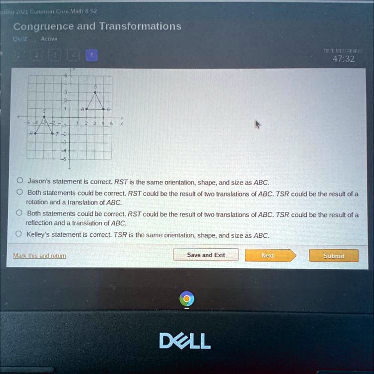 pring 2021 Common Core Math 8 52 Congruence and Transformations QUIZ ...