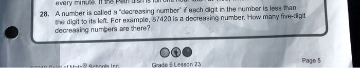 28. A number is called a "decreasing number" if each digit...