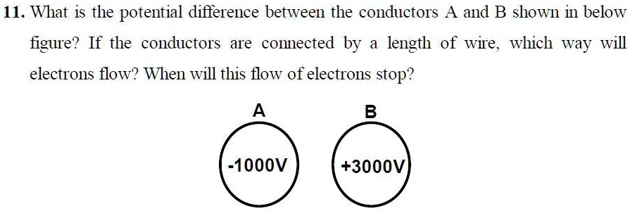 [GET ANSWER] 11. What is the potential difference between the conductors A and B shown in below ...