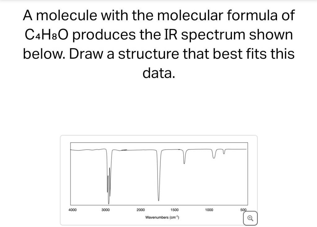 SOLVED: A molecule with the molecular formula of C4H8O produces the IR ...