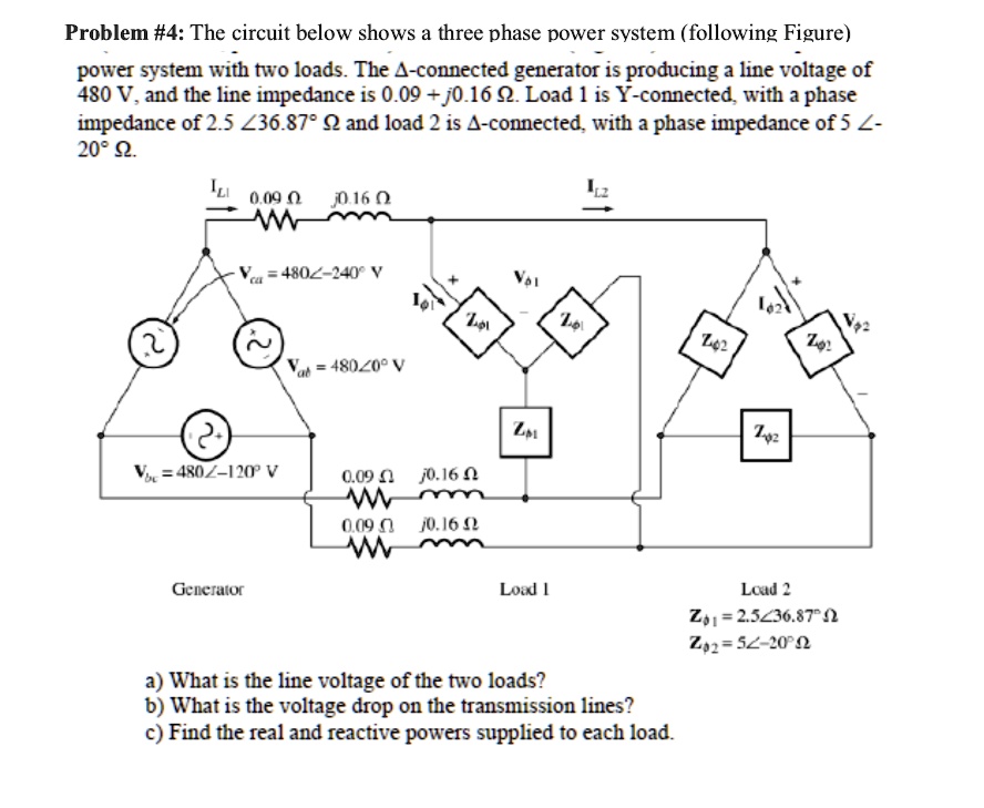 SOLVED: Problem #4: The circuit below shows a three-phase power system ...