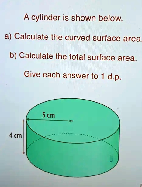 SOLVED: A cylinder is shown below: a) Calculate the curved surface area b) Calculate the total ...