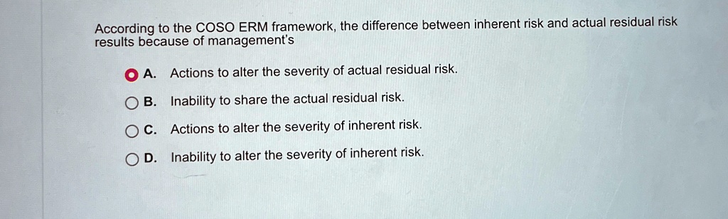 according to the coso erm framework the difference between inherent ...