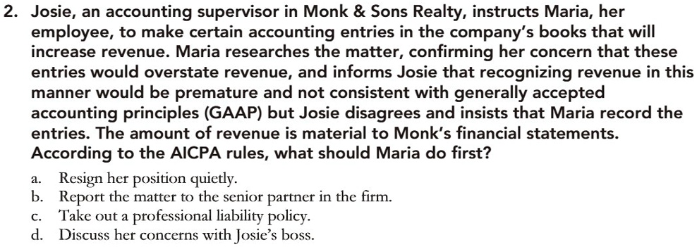 2 josie an accounting supervisor in monk sons realty instructs maria ...