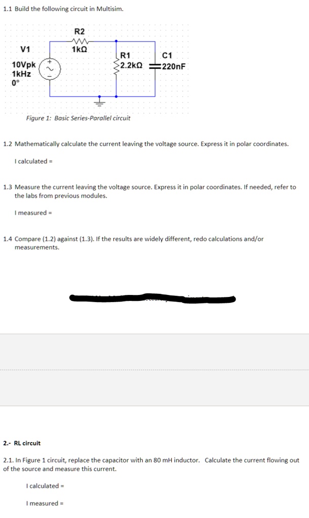 SOLVED: RL circuit 2.1. In Figure 1 circuit, replace the capacitor with an 80mH inductor ...