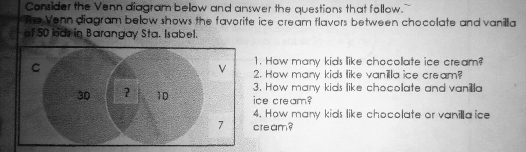 SOLVED: Consider the Venn diagram below and answer the questions that ...