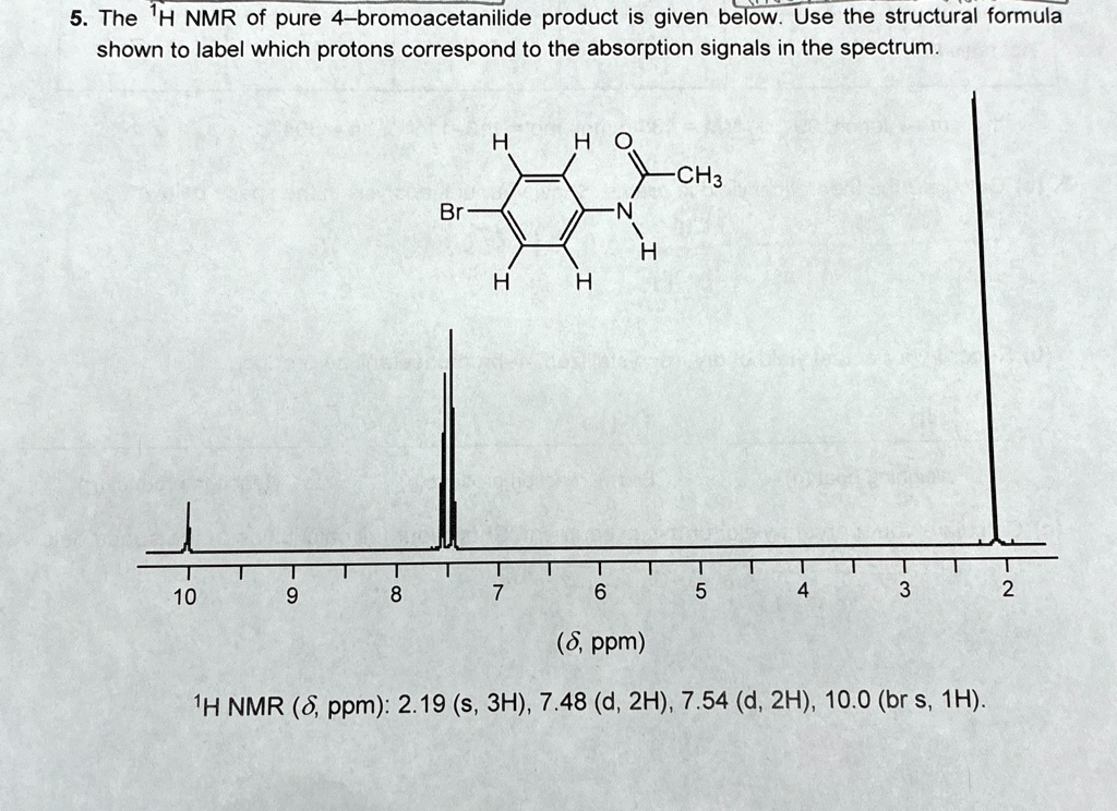 5 the 1h nmr of pure 4 bromoacetanilide product is given below use the ...