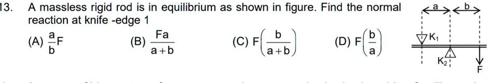 SOLVED: 'A massless rigid rod is in equilibrium as shown in figure. Find the normal reaction at ...