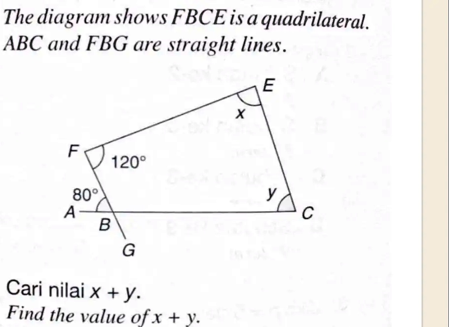 SOLVED: The diagram shows FBCE is a quadrilateral. ABC and FBG are ...