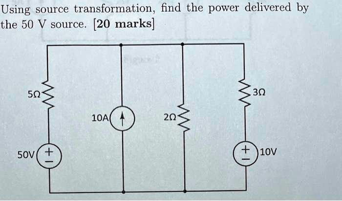 Using source transformation, find the power delivered by the 50 V ...