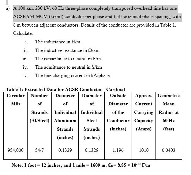 a) A 100 km, 230 kV, 60 Hz three-phase completely transposed overhead ...