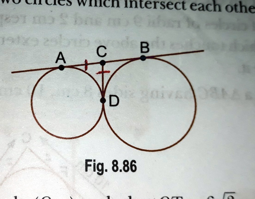 SOLVED: 'AB and Cd are common tangents to two circles which intersect ...