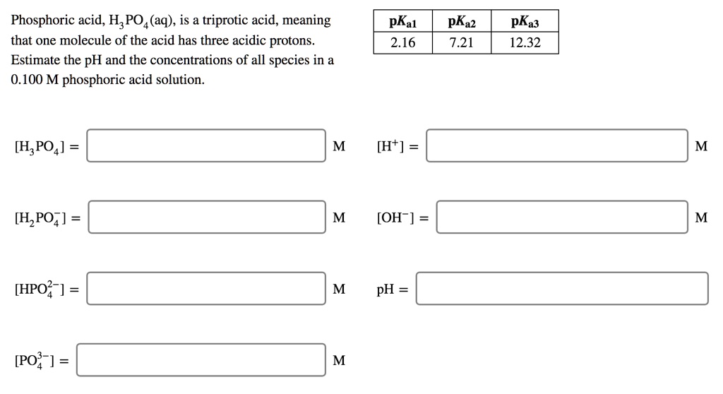 SOLVED: Phosphoric acid, H;PO,(aq), is a triprotic acid, meaning that ...