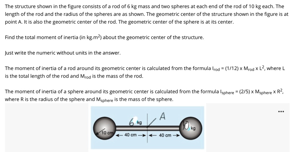 SOLVED: The structure shown in the figure consists of a rod of 6 kg ...