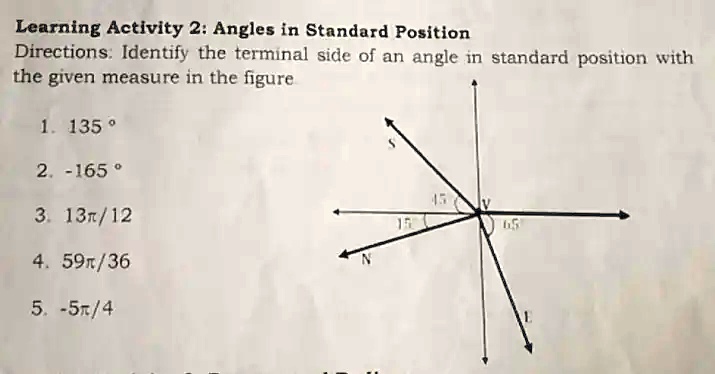 Learning Activity 2: Angles in Standard Position Directions: Identify the terminal side of an ...