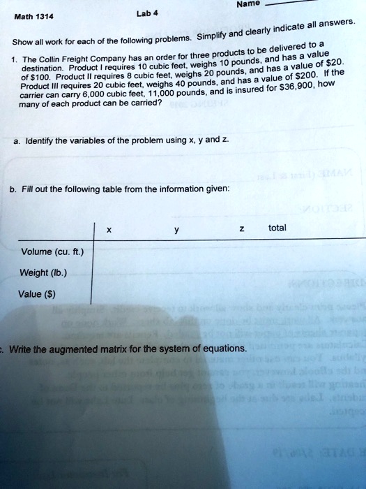 name math 1314 lab indicate all answers and clearly show all work for each of the following ...