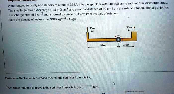 Water enters vertically and steadily at a rate of 35 L/s into the ...
