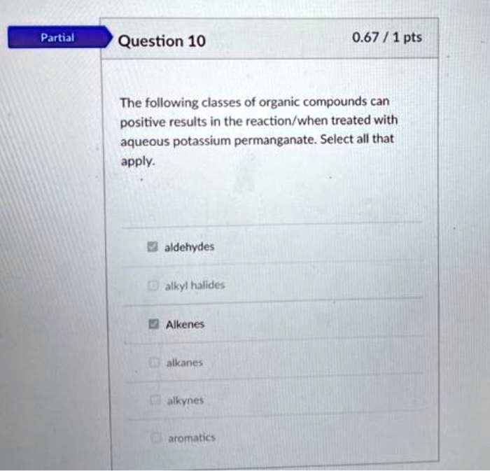 SOLVED: The following classes of organic compounds can give positive ...