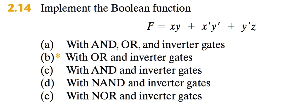 Video Solution 2 14 Implement The Boolean Function F Xy Xy Yz