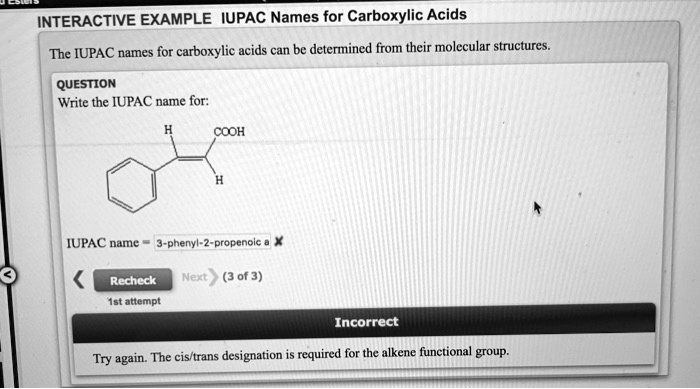 SOLVED: INTERACTIVE EXAMPLE IUPAC Names for Carboxylic Acids The IUPAC names for carboxylic ...