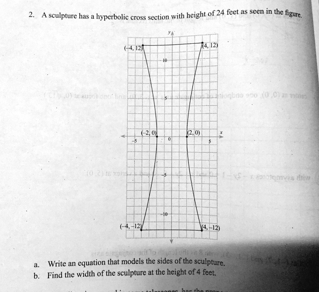 SOLVED:2 A sculpture has a hyperbolic cross section with height of 24 ...