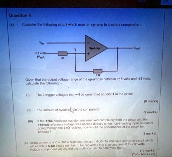 SOLVED: Texts: Question 4 (n) Consider the following circuit which uses an op-amp to create a ...