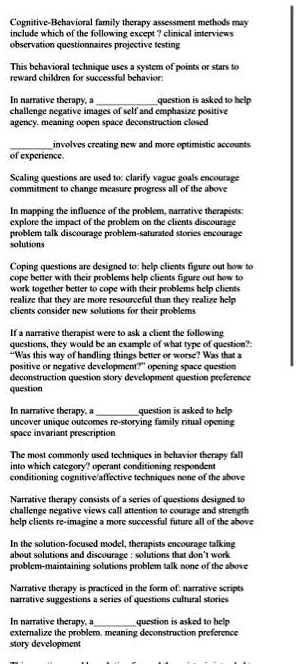SOLVED: Cognitive-Behavioral family therapy assessment methods may ...
