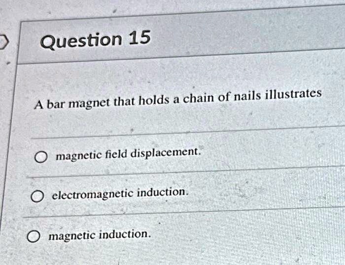 SOLVED: Question 15 A bar magnet that holds a chain of nails ...