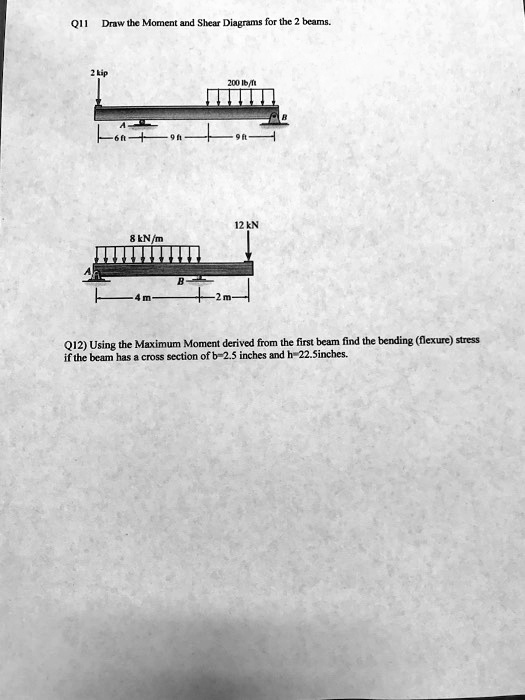 1112 q11 draw the moment and shear diagrams for the 2 beams 9100 12kn ...