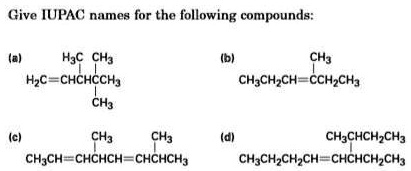 iupac names of the following compounds give iupac names for the following compounds hyccha hzc ...