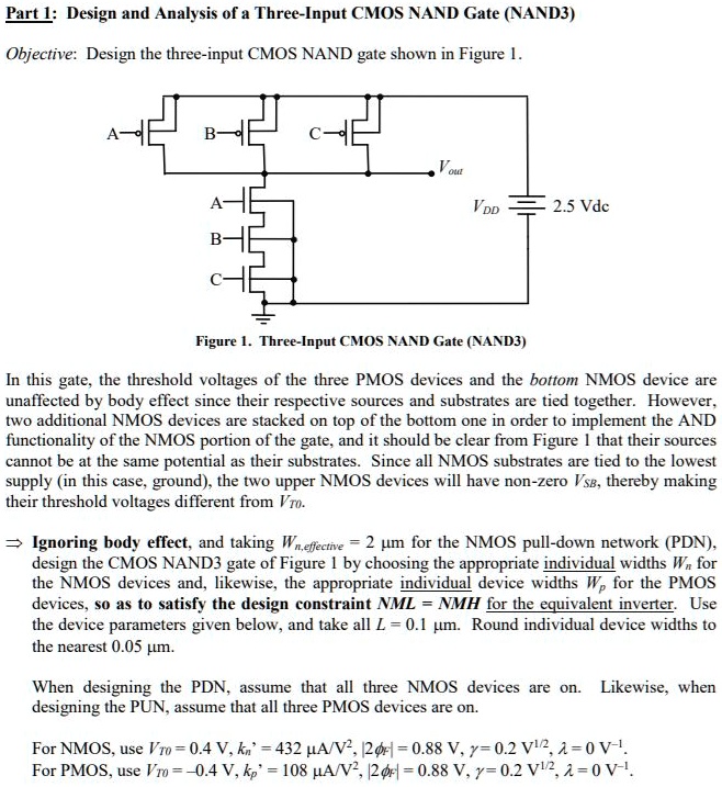 SOLVED: Part 1: Design and Analysis of a Three-Input CMOS NAND Gate ...
