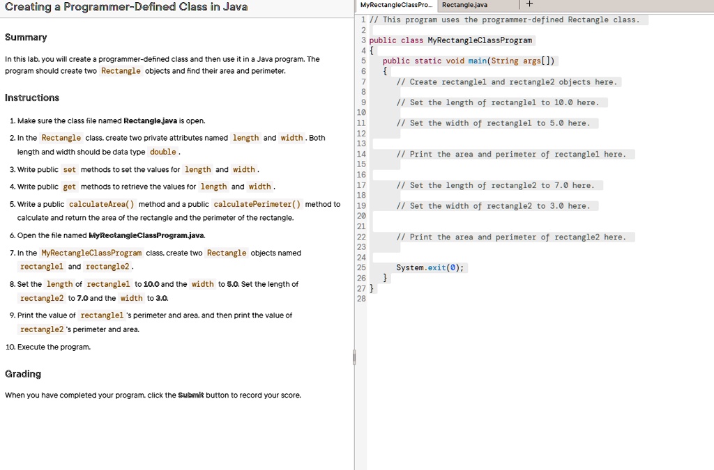 Solved Creating A Programmer Defined Class In Java Myrectangleclassprogramjava This Program