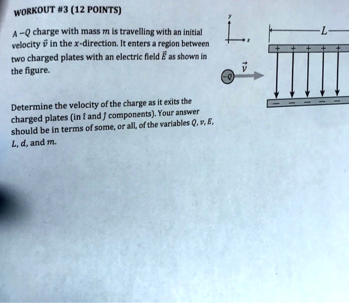 WORKOUT #3 (12 POINTS) A -Q charge with mass m is travelling with an ...