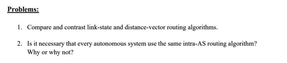Solved Title Comparison Of Link State And Distance Vector Routing Algorithms 1 Compare And
