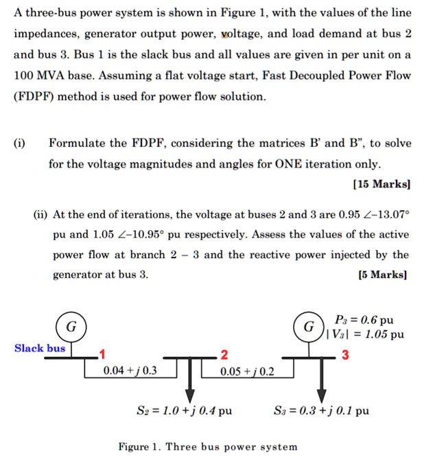 SOLVED: A three-bus power system is shown in Figure 1, with the values of the line impedances ...