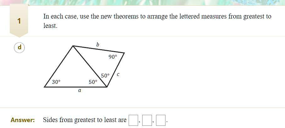 SOLVED: 'In each case use the new theorems to arrange the letters ...