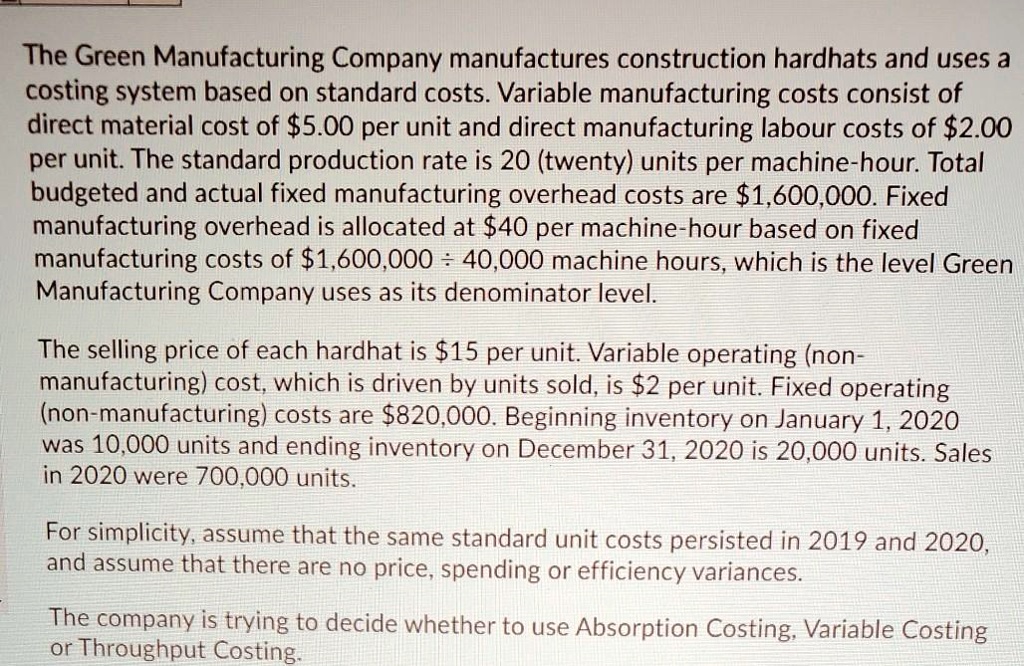 SOLVED: 1. the beginning inventory amount using variable cost method? 2 ...