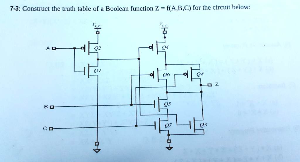 Solved 7 3 Construct The Truth Table Of A Boolean Function Z F A B C For The Circuit Below