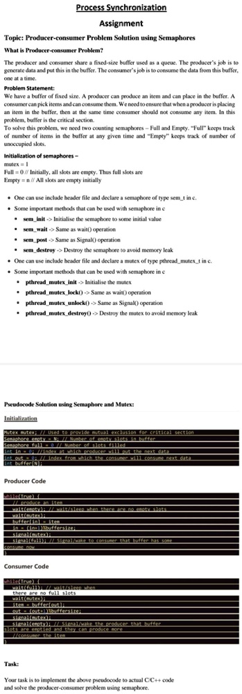 Solved Read The Whole Scenario And Answer The Given Task In Detail Process Synchronization