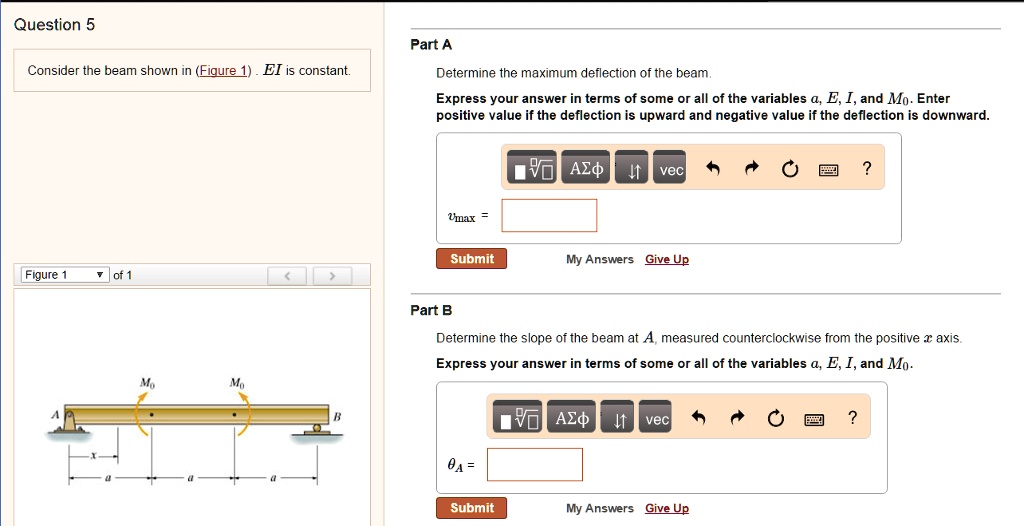SOLVED: Question 5 Part A Consider the beam shown in (Figure 1) . EI is ... SOLVED: Question 5 Part A Consider the beam shown in (Figure 1) . EI is ...