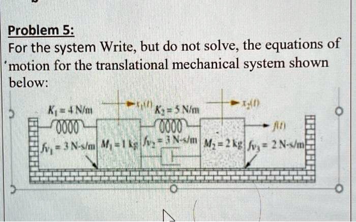 Problem 5: For the system Write, but do not solve, the equations of 'motion for the ...