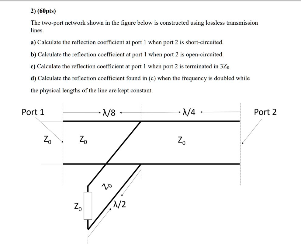 SOLVED: The two-port network shown in the figure below is constructed using lossless ...