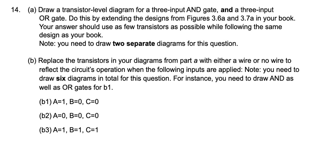 SOLVED: 14. (a) Draw a transistor-level diagram for a three-input AND ...