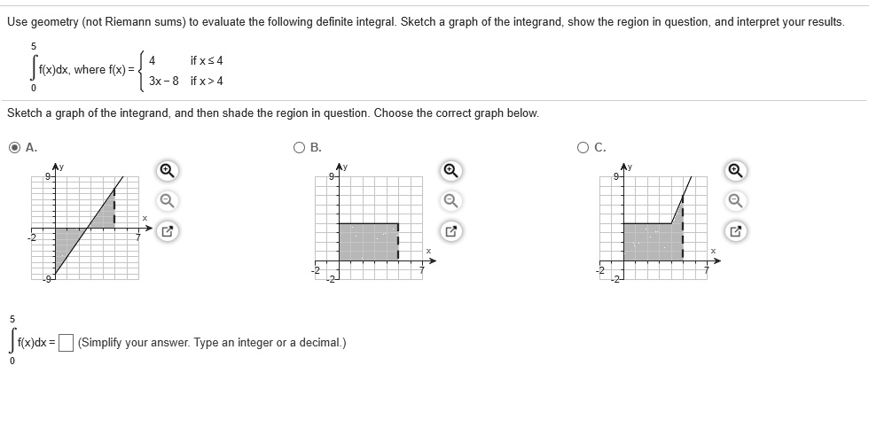 SOLVED: Use geometry (not Riemann sums) to evaluate the following definite integral. Sketch the ...