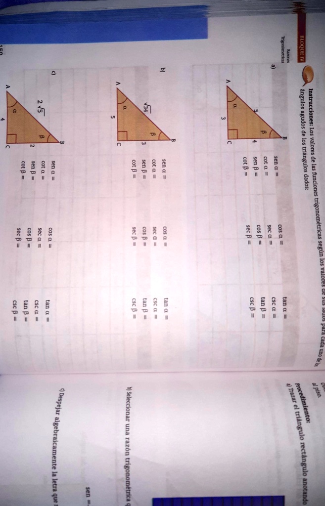 SOLVED: PROFESOR (A) Instrucciones. Los valores de las funciones trigonométricas según los ...