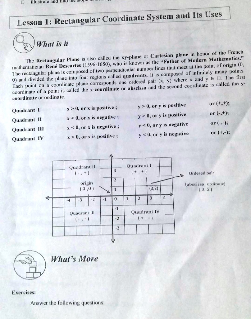 SOLVED: 1. How is the Rectangular Coordinate System formed? 2. Where is the origin located? 3 ...