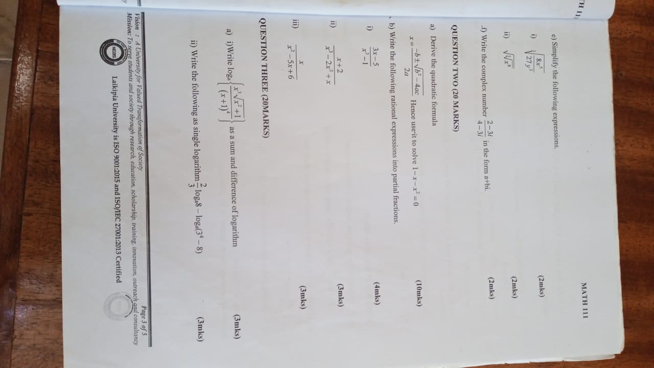 SOLVED: MATH 111 e) Simplify the following expressions. i) √((8 x^5 ... SOLVED: MATH 111 e) Simplify the following expressions. i) √((8 x^5 ...